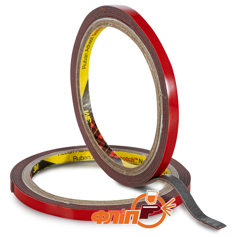 3M Двухсторонний скотч 6008 6x0,8мм x 2м темно-серый