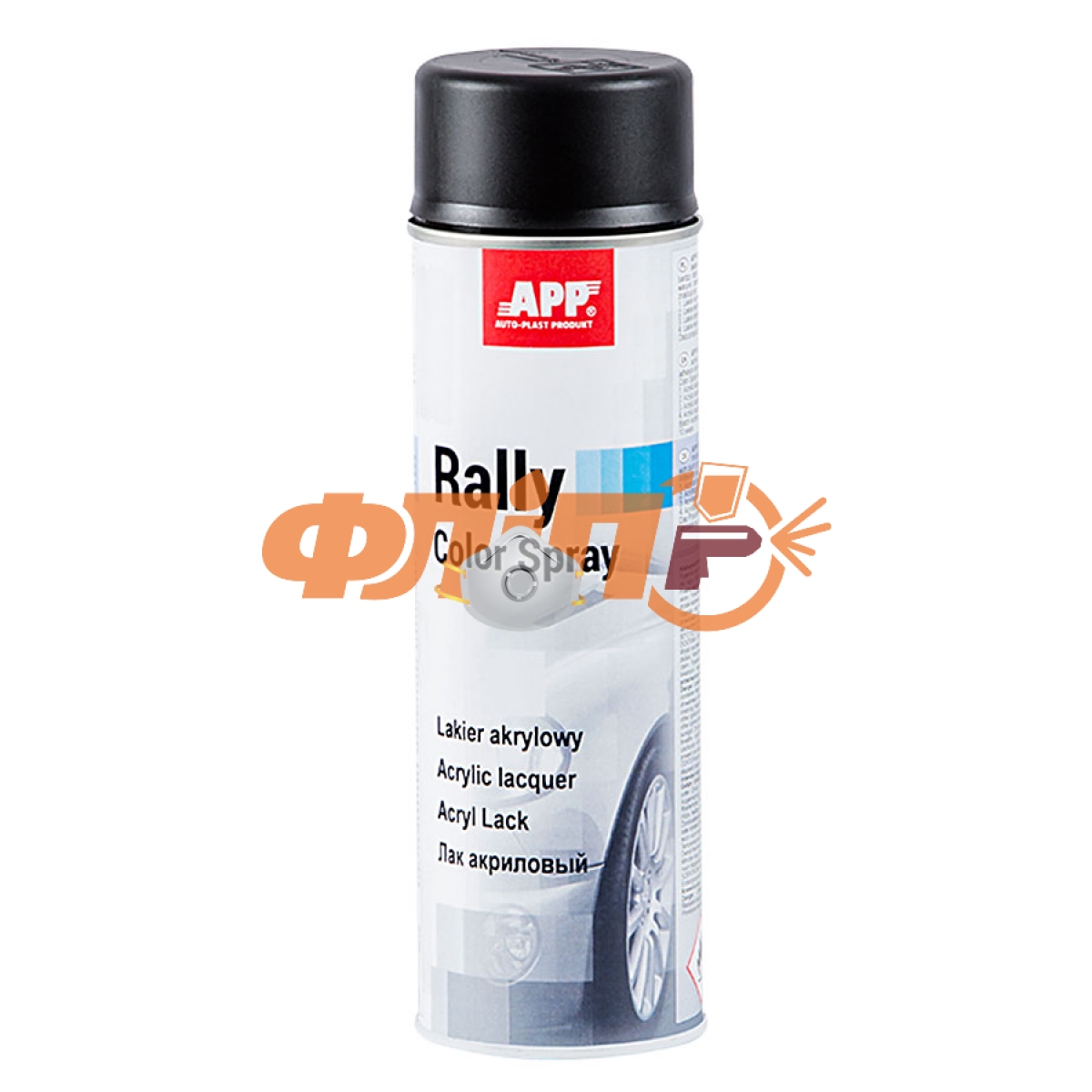 Краска в баллончике для авто APP Rally Color Spray черная глянцевая
