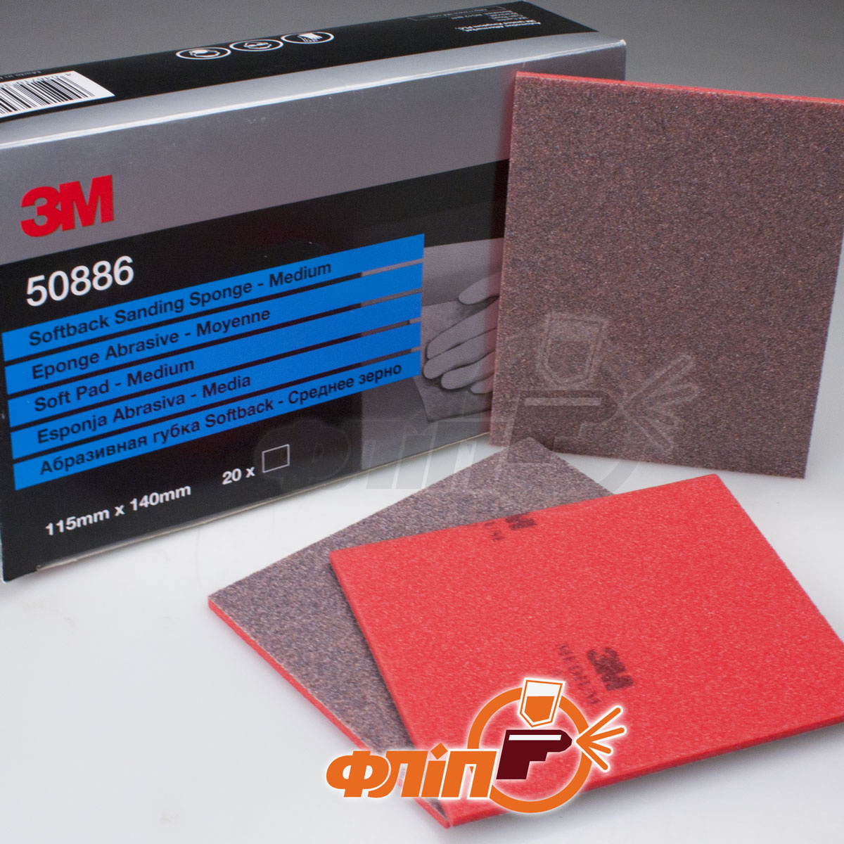 3M 50886 Абразивная губка Medium P180 115x140мм средняя